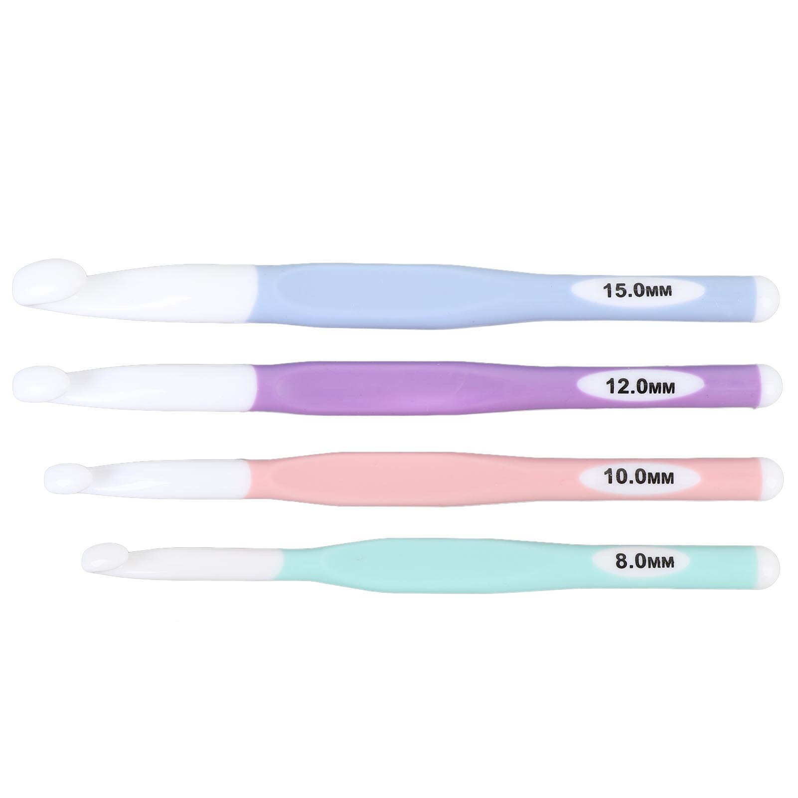 Набор крючков для вязания, длинные эргономичные ручки, спицы с маркерами петель, удобная ручка, спицы для вязания крючком для пряжи, 4 крючка + маркеры петель + синяя упаковка