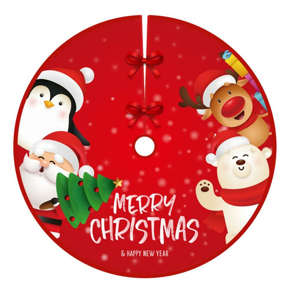 Юбка для рождественской елки 90 см, коврик из мягкой ткани с оригинальным рисунком, новогодний коврик для елки, украшения.