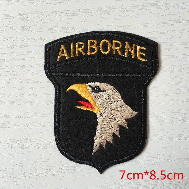 Нашивка "Airborne" 101-я дивизия, 7x8.5 см, TH056-H055zuo
