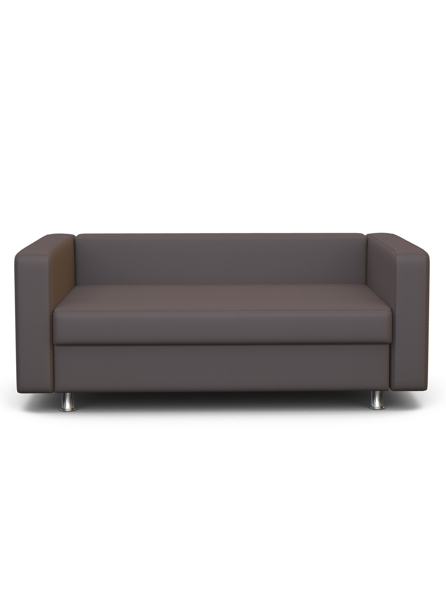 Диван офисный Бит, прямой, 143х75х74 см, с подлокотниками, с ножками, экокожа темно-серый