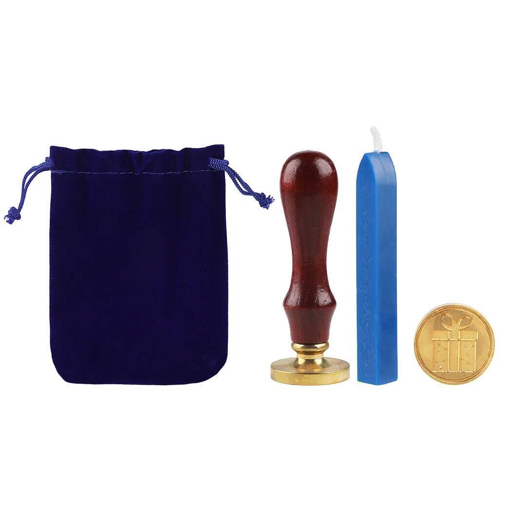 Набор для сургучной печати Волна веселья штамп и сургуч в мешочке Подарок, 3 см, коричневый-синий
