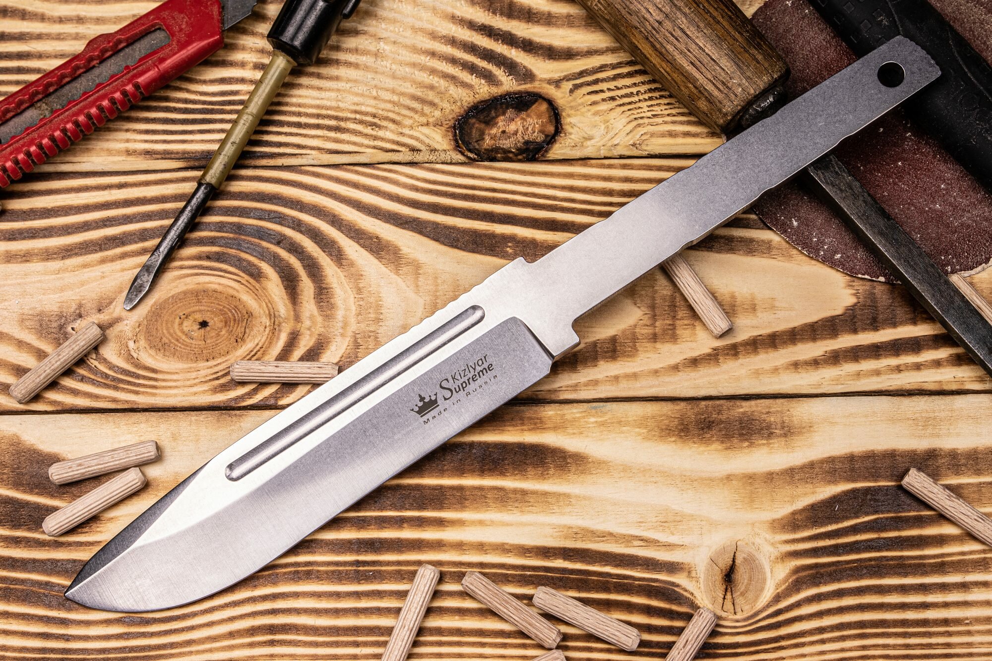 Клинок ножа Dominus AUS-8 StoneWash DIY Сделай сам Kizlyar Supreme Кизляр Суприм