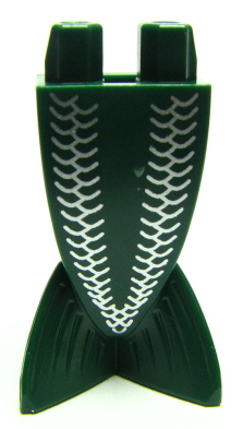 Tail, Mermaid / Merman Straight with Silver Scales Pattern, 53494pb02 Dark Green U