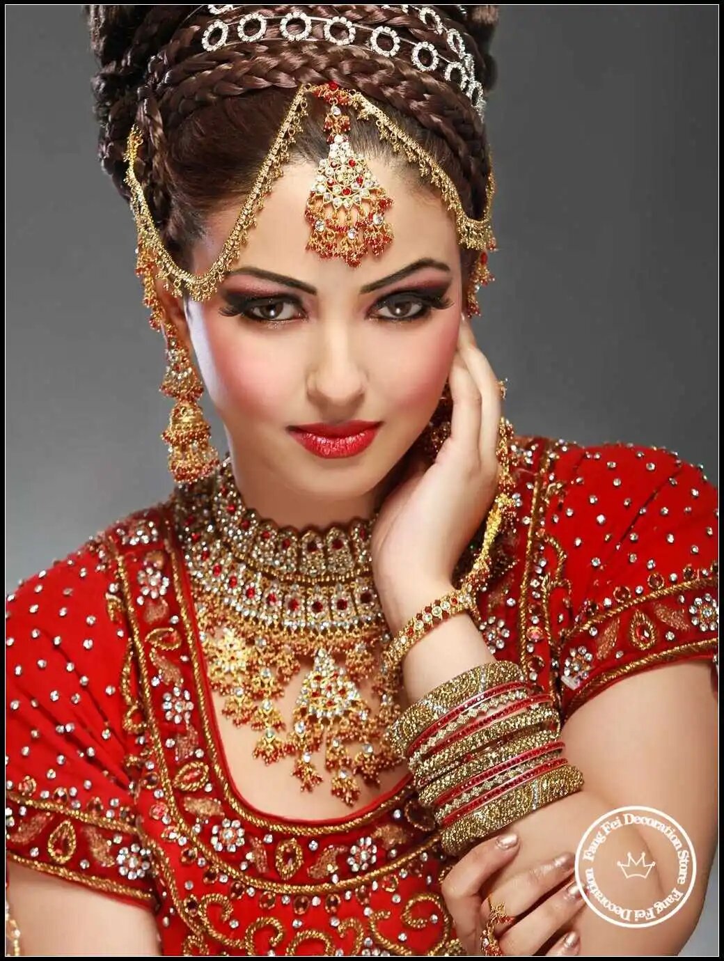 Алмазная мозаика на подрамнике "Индийская невеста" круглые бриллианты 40х50см