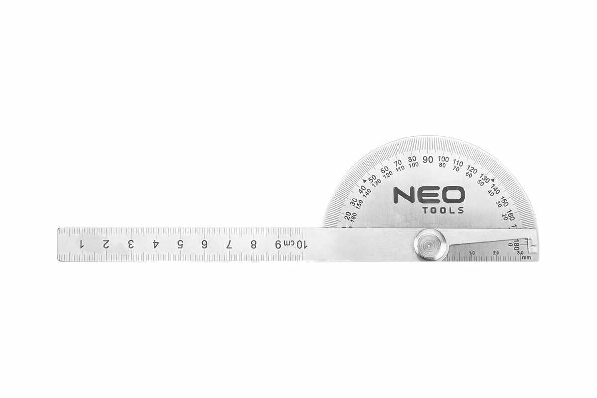 Угольник с линейкой NEO TOOLS нержавеющая сталь, 100 мм 72-320