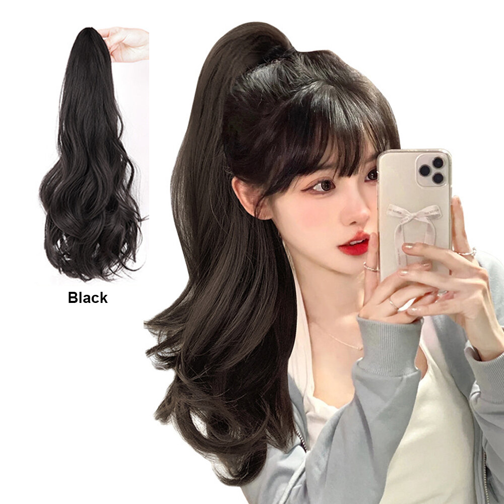 Расширение хвостика, когтя длинные вьющиеся волнистые натуральные мягкие парики для женщин для женщин невидимых синтетических волос