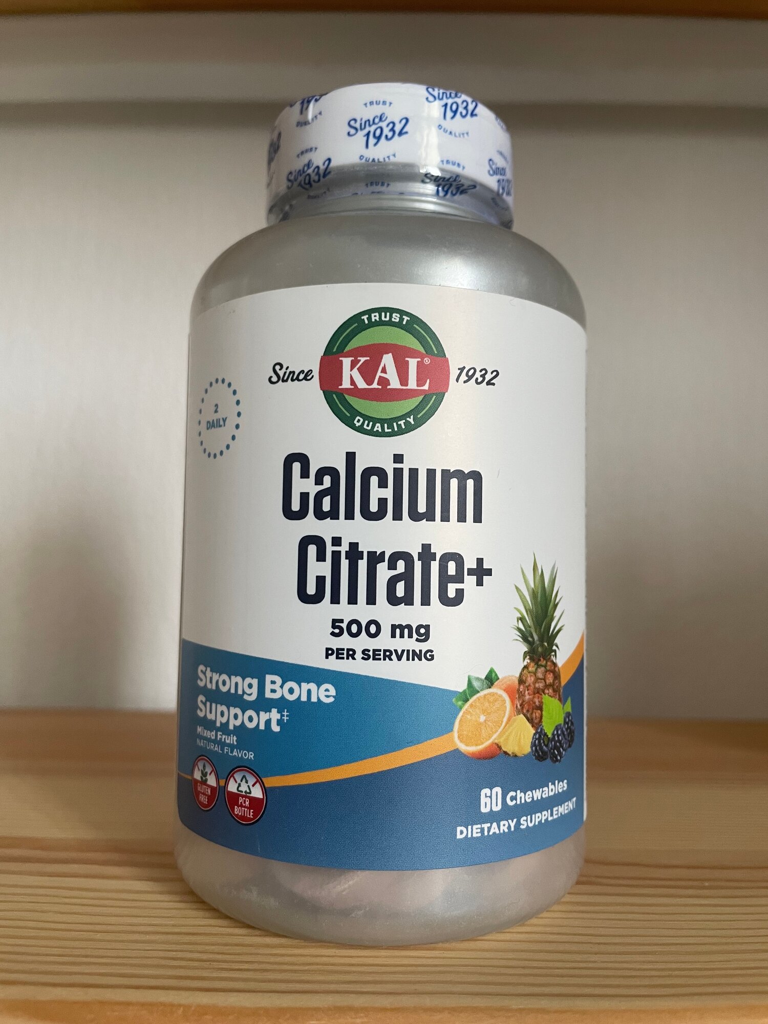 Жевательные таблетки Kal Цитрат кальция, фруктовое ассорти, 60 штук