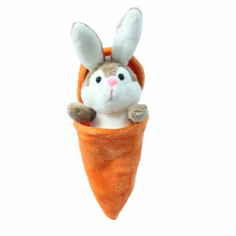 Милый плюшевый брелок-зайчик морковка для сумок и ключей, мягкий короткий плюш, 15 см высотой.