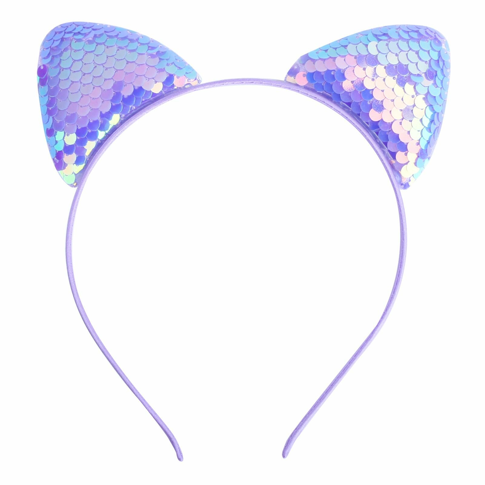 Лавандовый ободок с ушками кошки для девочек - милый фиолетовый ободок с пайетками