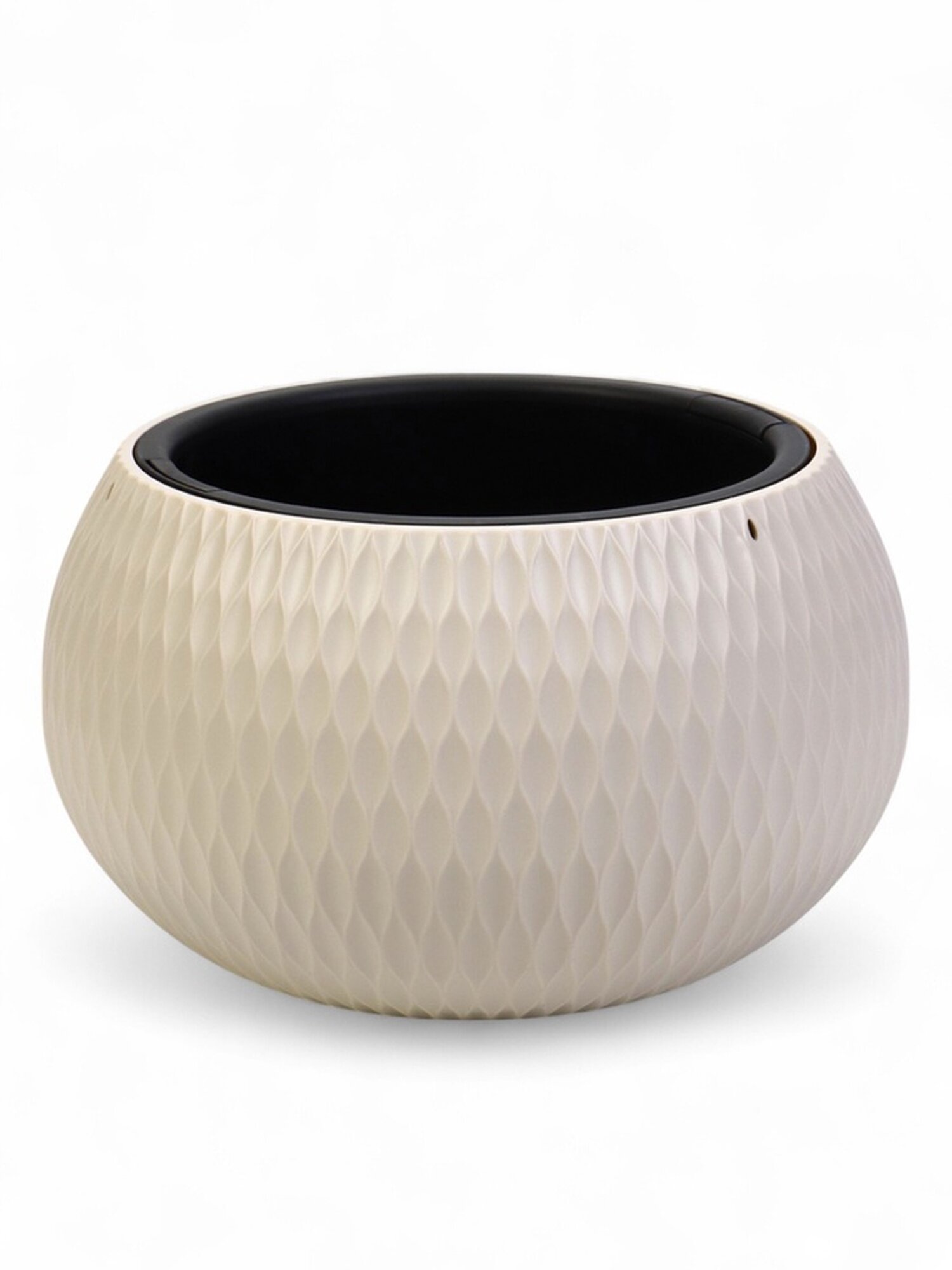 Кашпо для цветов «Жемчужина», пластик, 7 л, d=36 см, h=22 см, со вставкой, бежевое