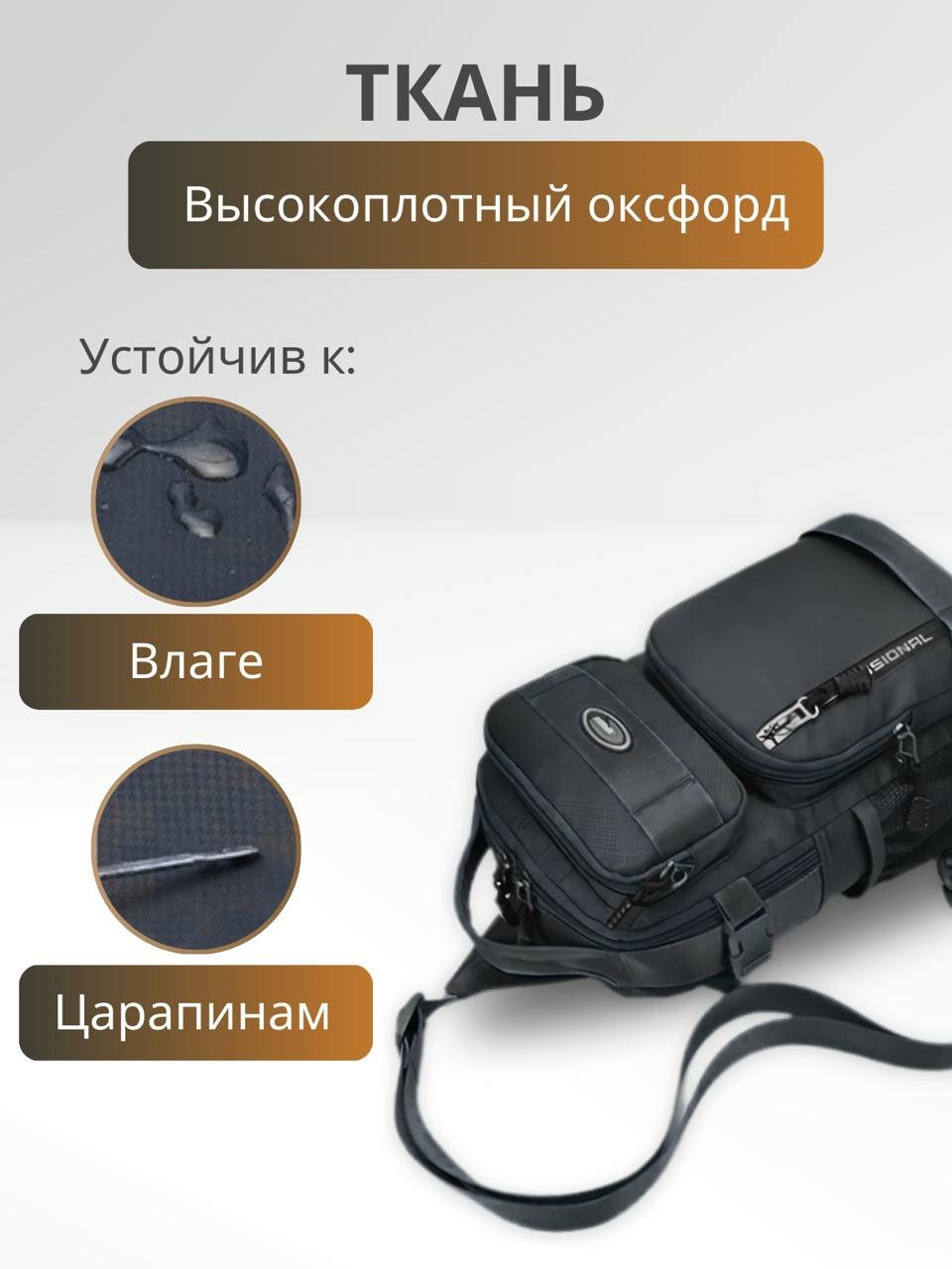 Мужская нагрудная сумка-мессенджер из износостойкой оксфордской ткани — фото 1
