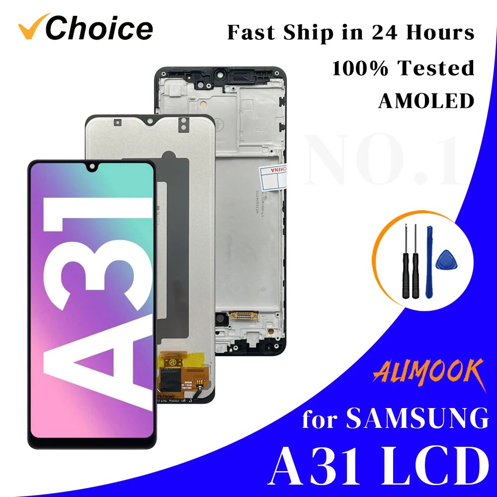 Сенсорный дисплей с дигитайзером в сборе для SAMSUNG A31 AMOLED дисплей для Samsung TFT With Frame