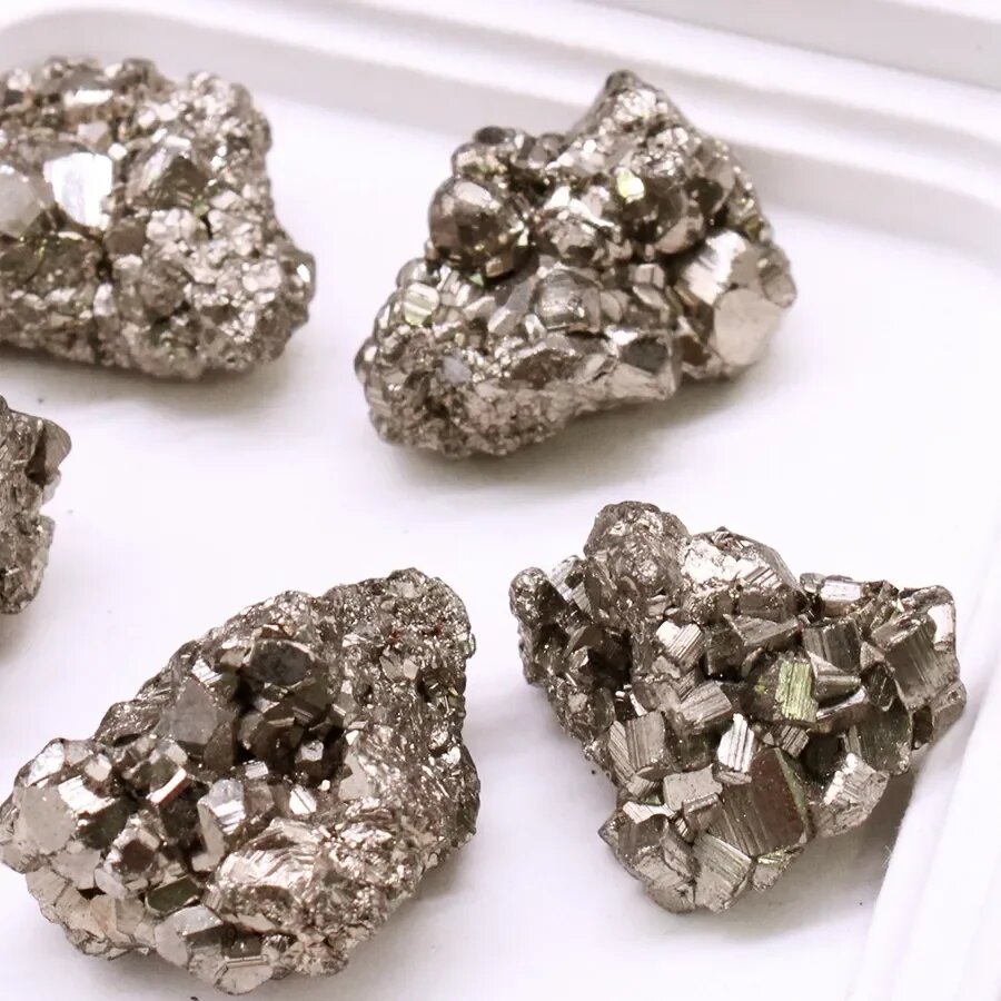 Натуральный перуанский пирит, кристаллический куб, друза 3pcs, 30-50mm