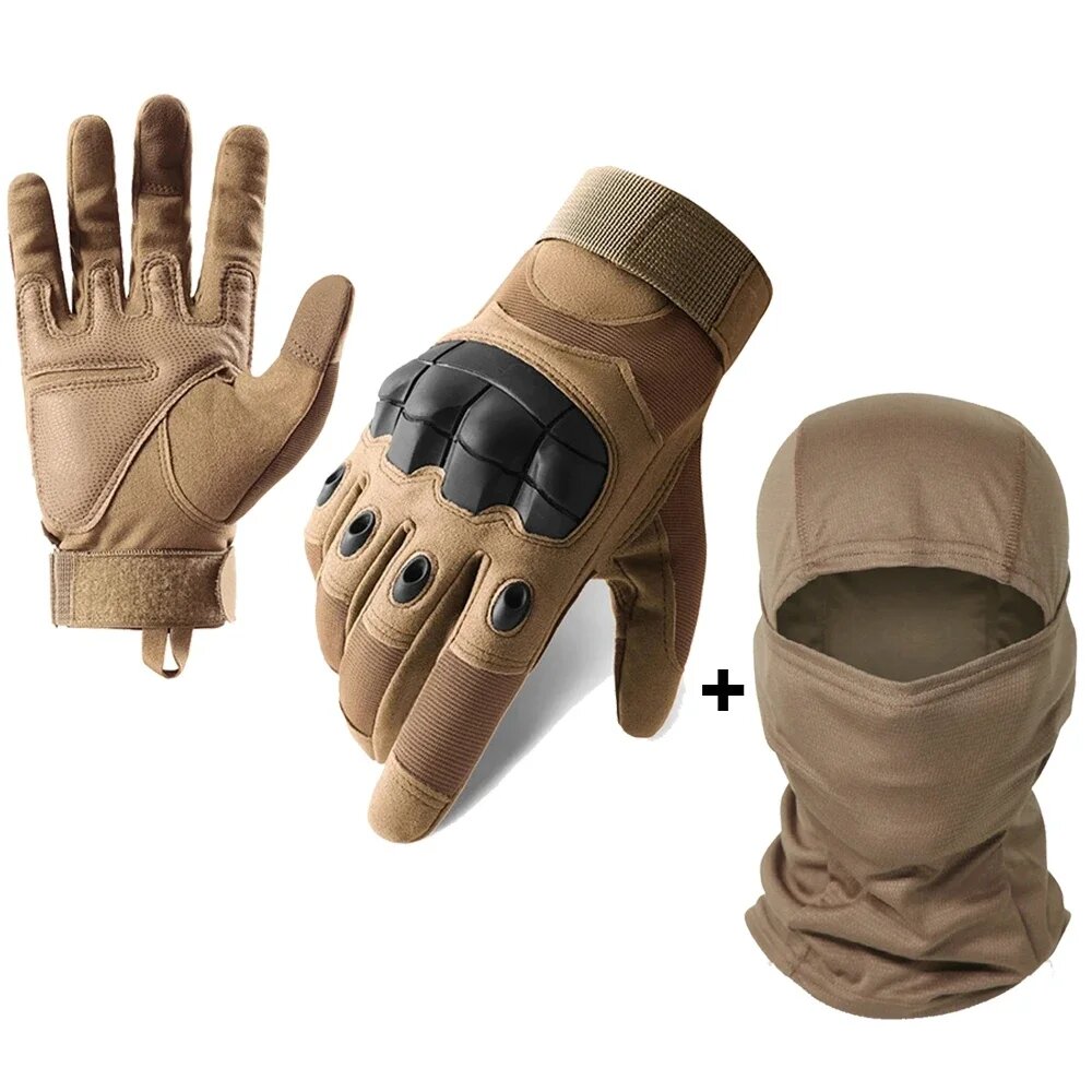 Перчатки тактические мужские, маска, Brown-khaki, размер M