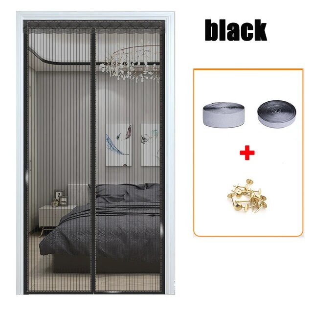 Магнитные шторы-сетки от насекомых DOOR, 80x 210CM, Черный