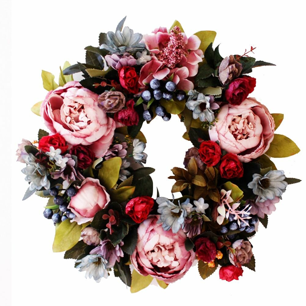 Венок из искусственных пионов для дверей, стен и свадеб в весеннем стиле