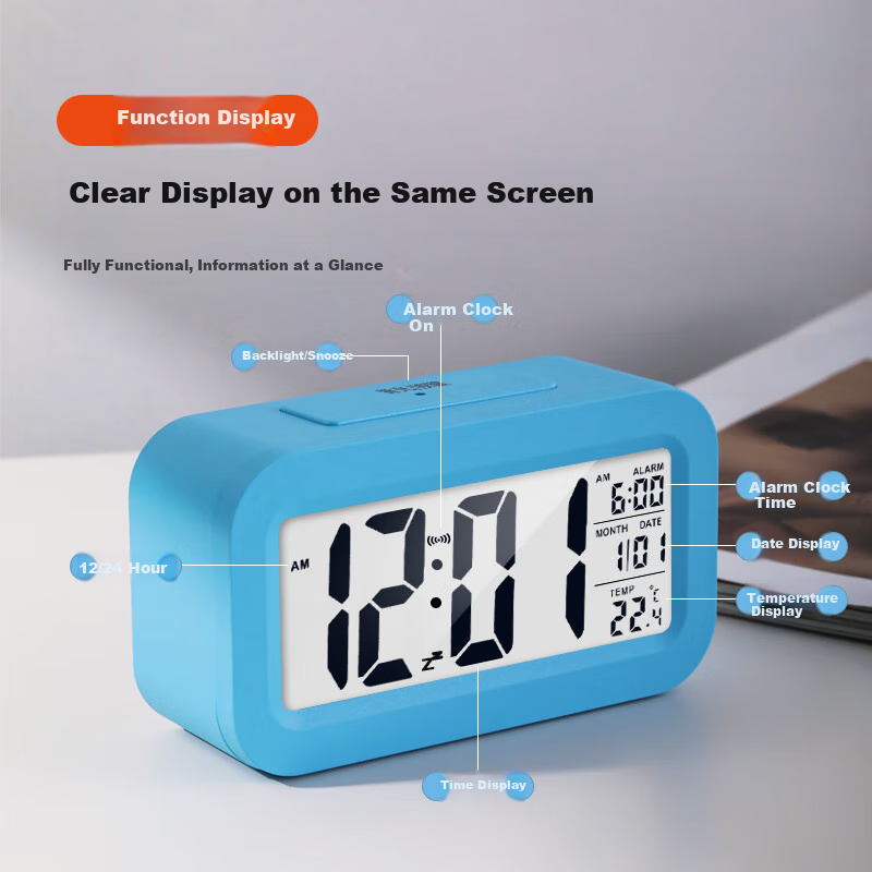 Compas Alarm Clock Student Special Wake-up Artifact Desktop Electronic Clock Children's Alarm Clock 2219A Blue