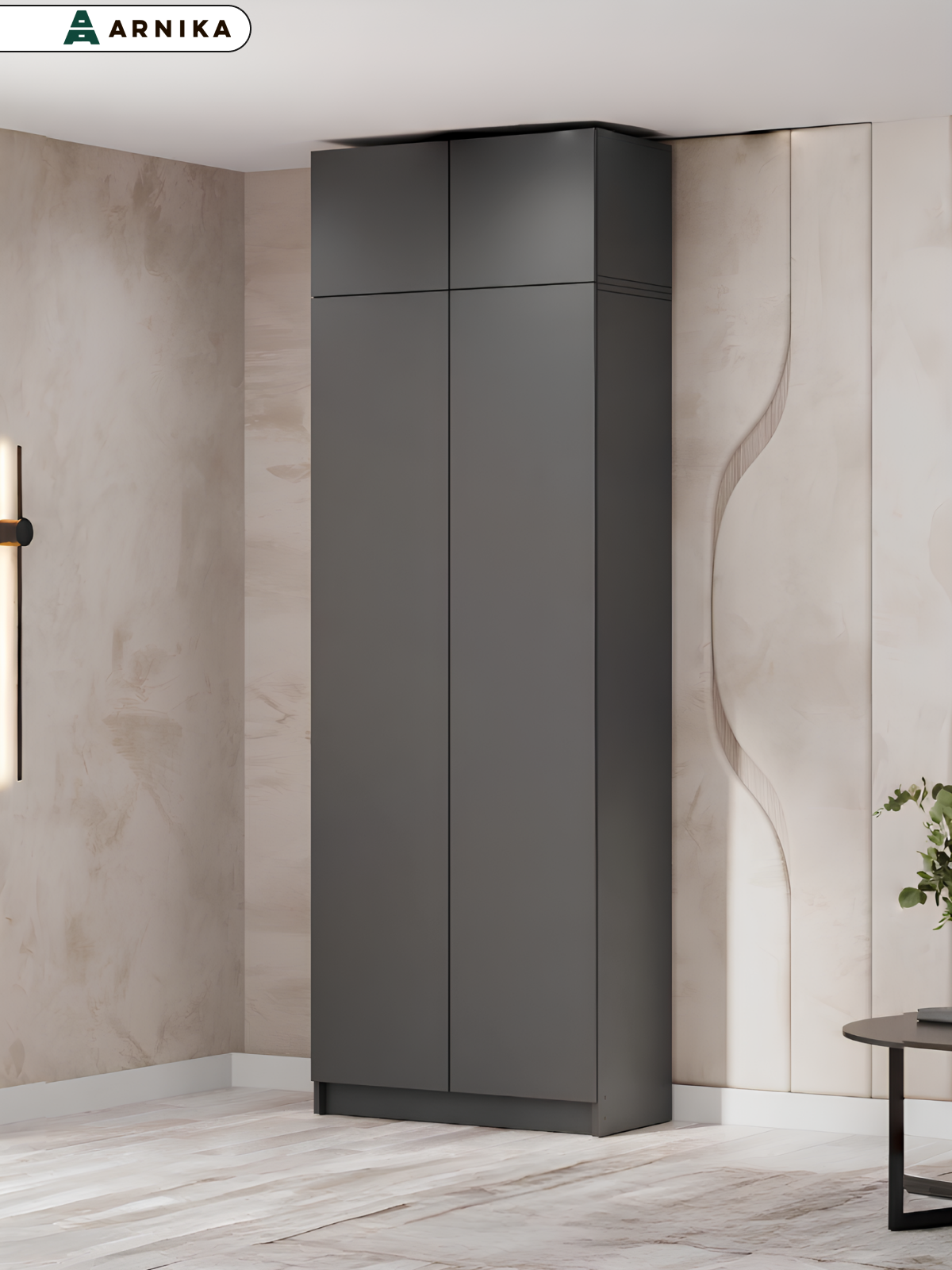 ARNIKA Шкаф распашной для одежды с антресолью, 160х38х200см, графит серый