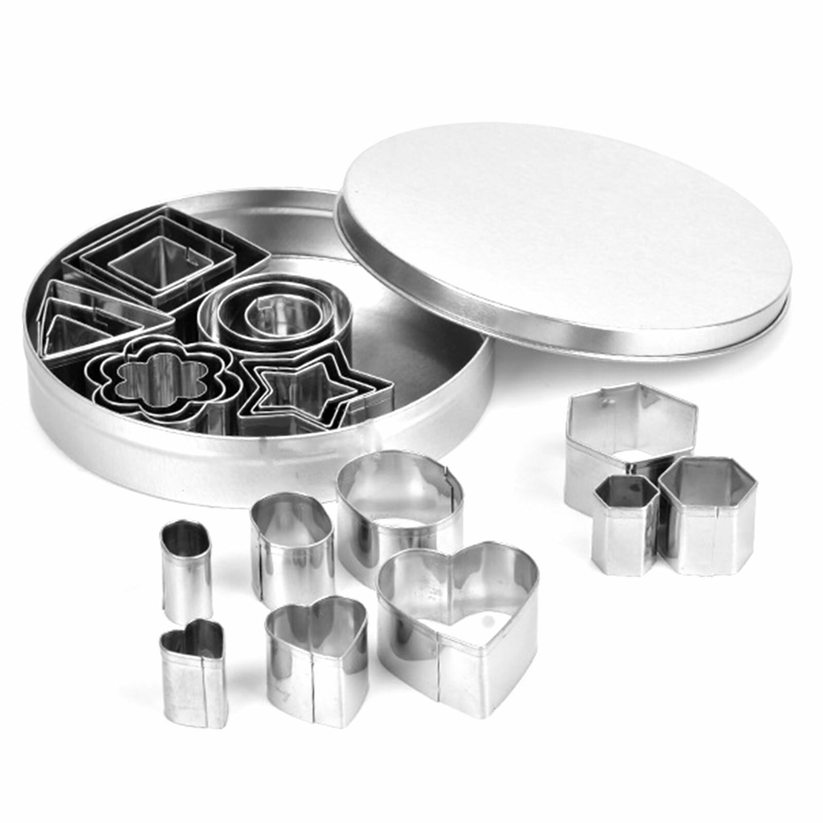 24 шт. формочки для печенья из нержавеющей стали, круглые, сердце, звезда, цветок