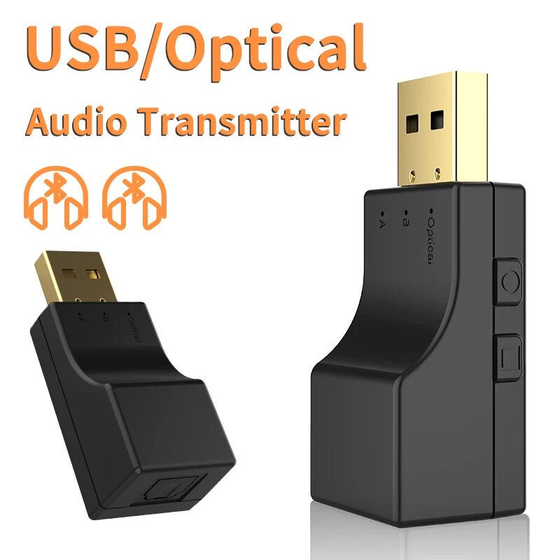 Адаптер Bluetooth аудио передатчик с оптическим USB: двупоточный, многоточечный, низкая задержка, стерео для ПК, телевизора, PS5, PS4, Xbox