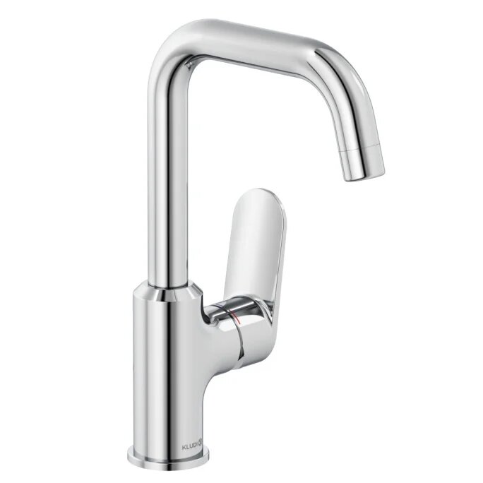 Смеситель для раковины Kludi X1 320270575 хром, глянцевый, кран для ванной в раковину, рычажный, с керамическим картриджем, с донным клапаном