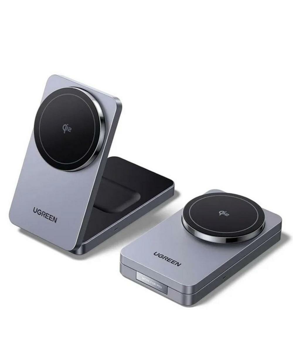 Беспроводное зарядное устройство UGREEN W706 (45023) 2-in-1 Wireless Charger Qi2 Серый Qi 2