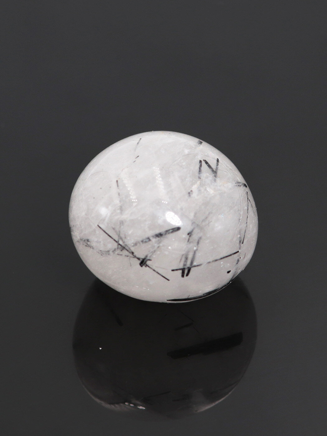 Турмалиновый Кварц (Волосатик) галтовка, натуральный камень/минерал (15-20 г, 22-27 мм)