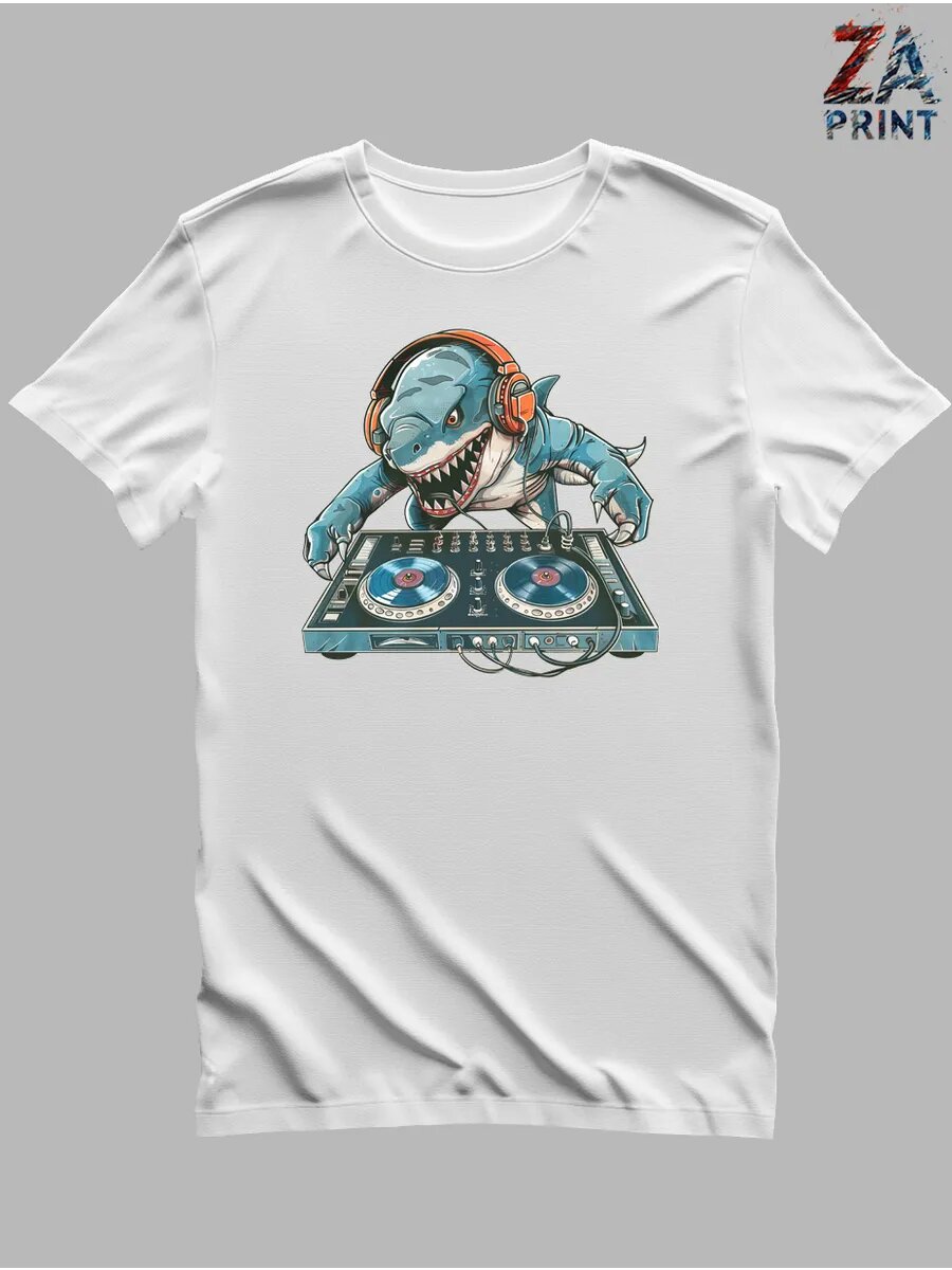 Футболка диджей акула