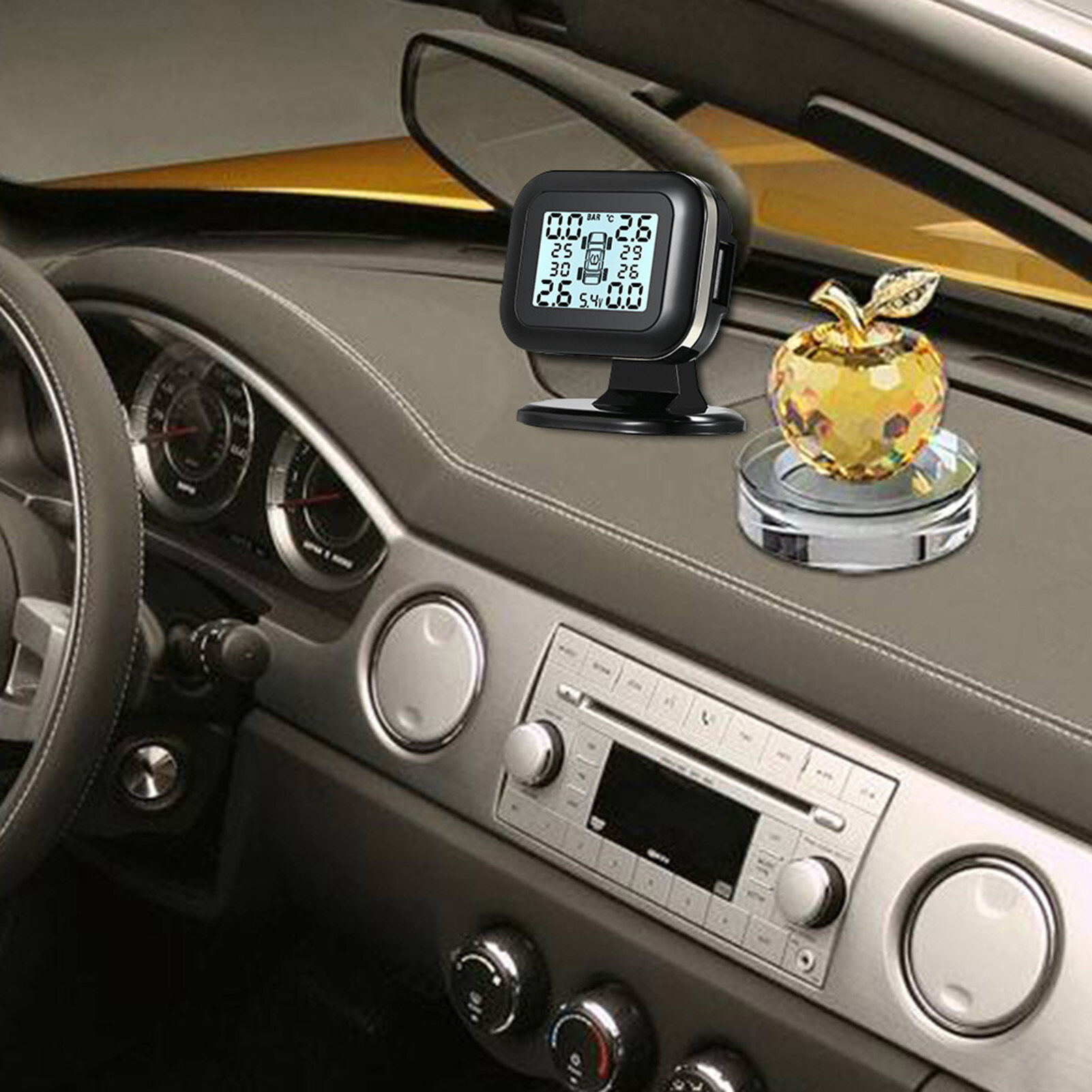 Система контроля давления в шинах TPMS Беспроводной ЖК-дисплей в реальном времени 4 внешних датчика Функция сигнализации