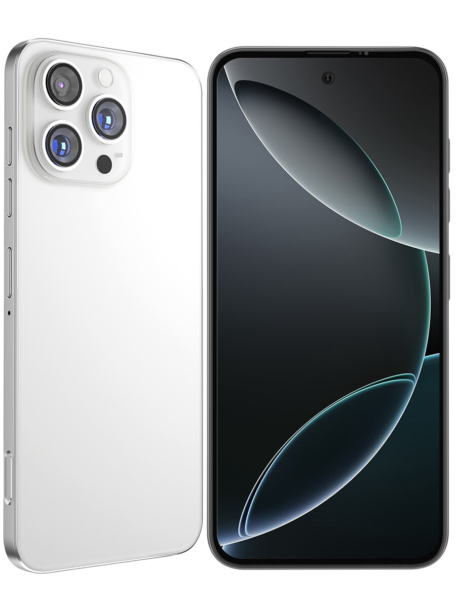 Смартфон 16promax 6/128 ГБ RU, Dual nano SIM, Android 14,13 Мп + 25 Мп,5000 мАч, Белый