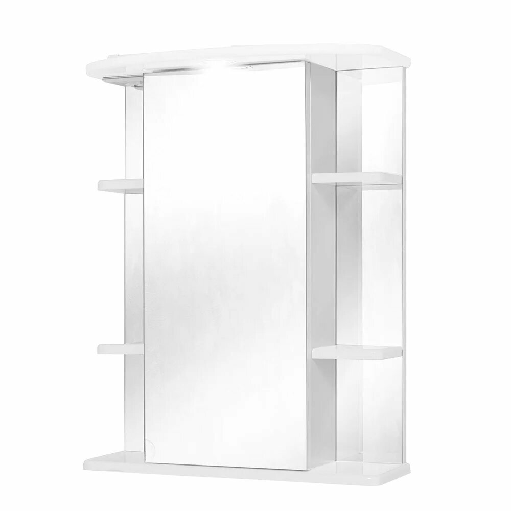 Зеркало-шкаф Onika Глория 60 L с подсветкой, с боковыми полками, 60 см, с розеткой, белое, в современном стиле