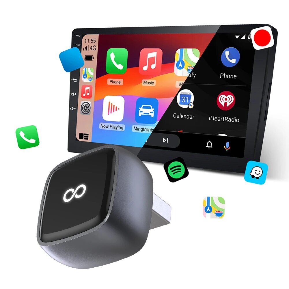 Беспроводной адаптер CarPlay 2 в 1, Android Auto Carplay AI Box, преобразующий проводный в беспроводной Plug & Play для заводских проводных автомобилей CarPlay