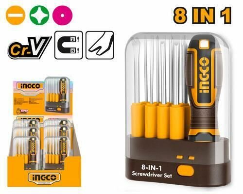 Набор отверток INGCO INDUSTRIAL 8 в 1 Cr-V , AKISD0901