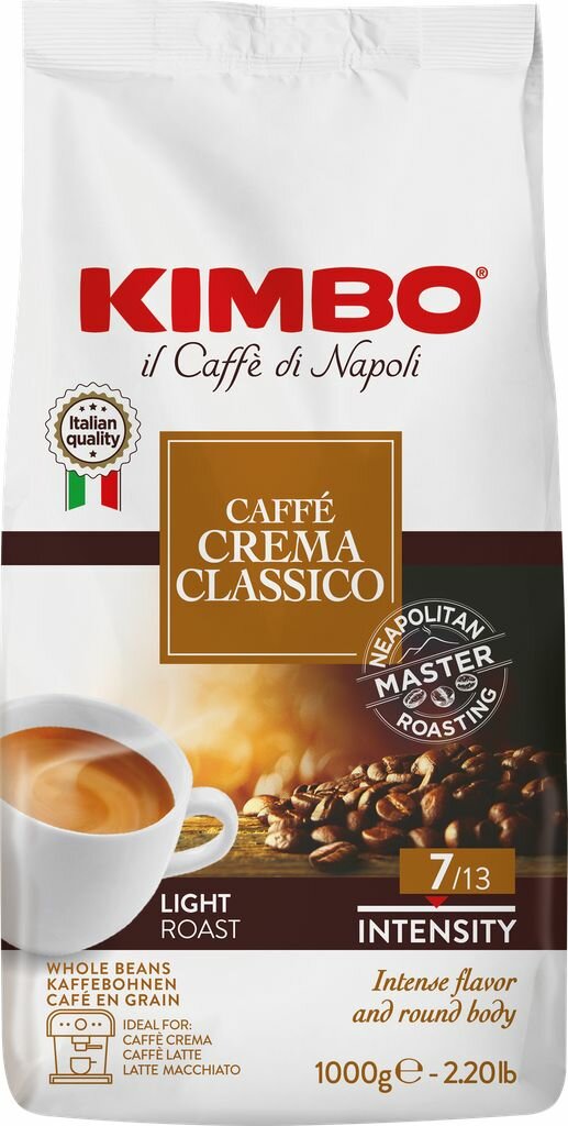 Кофе зерновой KIMBO Dolce Crema натуральный, 1кг x 5 упаковок