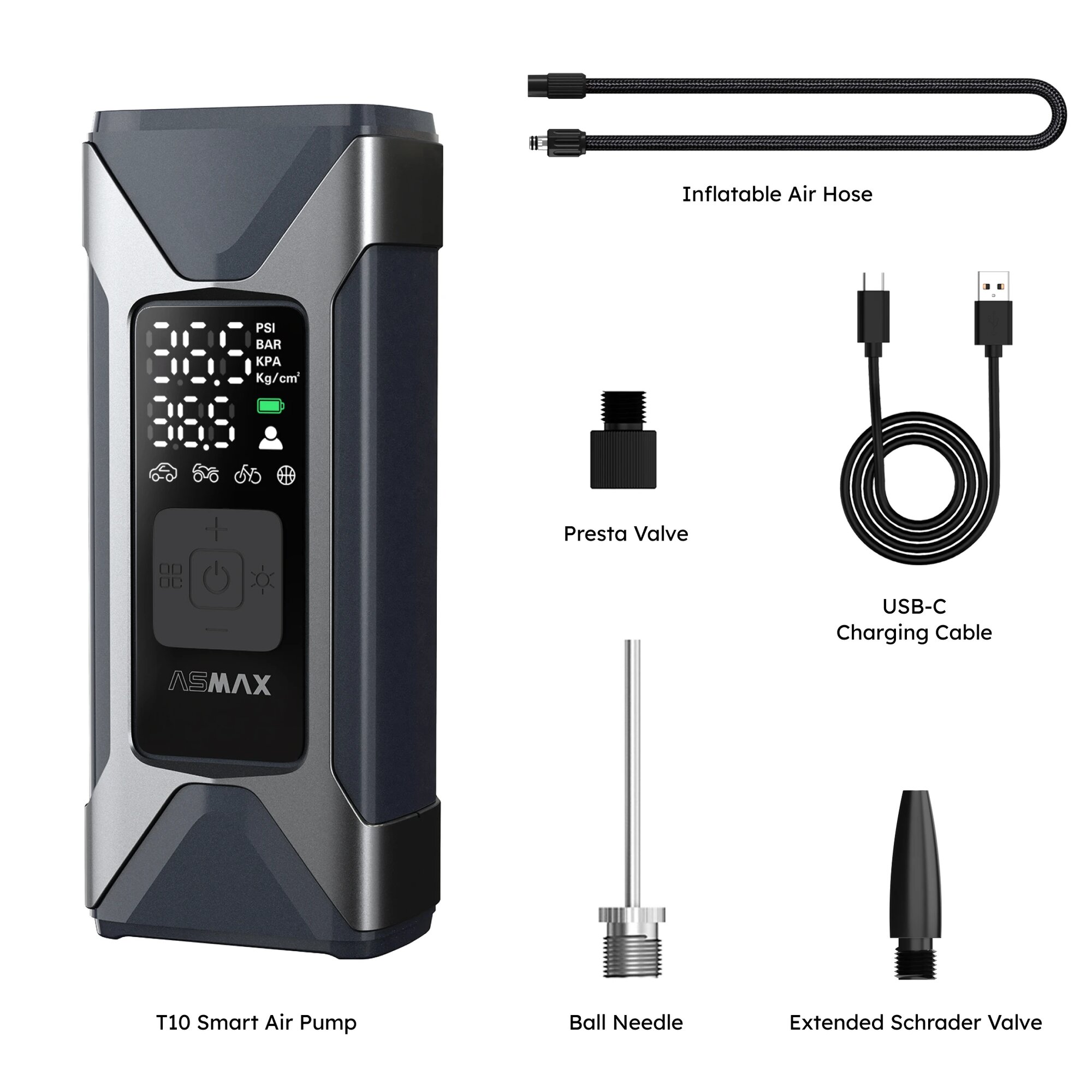 ASMAX 160PSI портативный насос для накачивания мотоцикла воздушный насос 7500 мАч электрический насос для накачивания шин для автомобиля велосипедные шарики воздушный компрессор