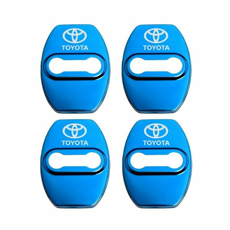 Накладки (комплект) на петли замков дверей для Toyota Corolla, Prius, RAV4, Camry, Venza, Highlander, Prado/ Светлый хром