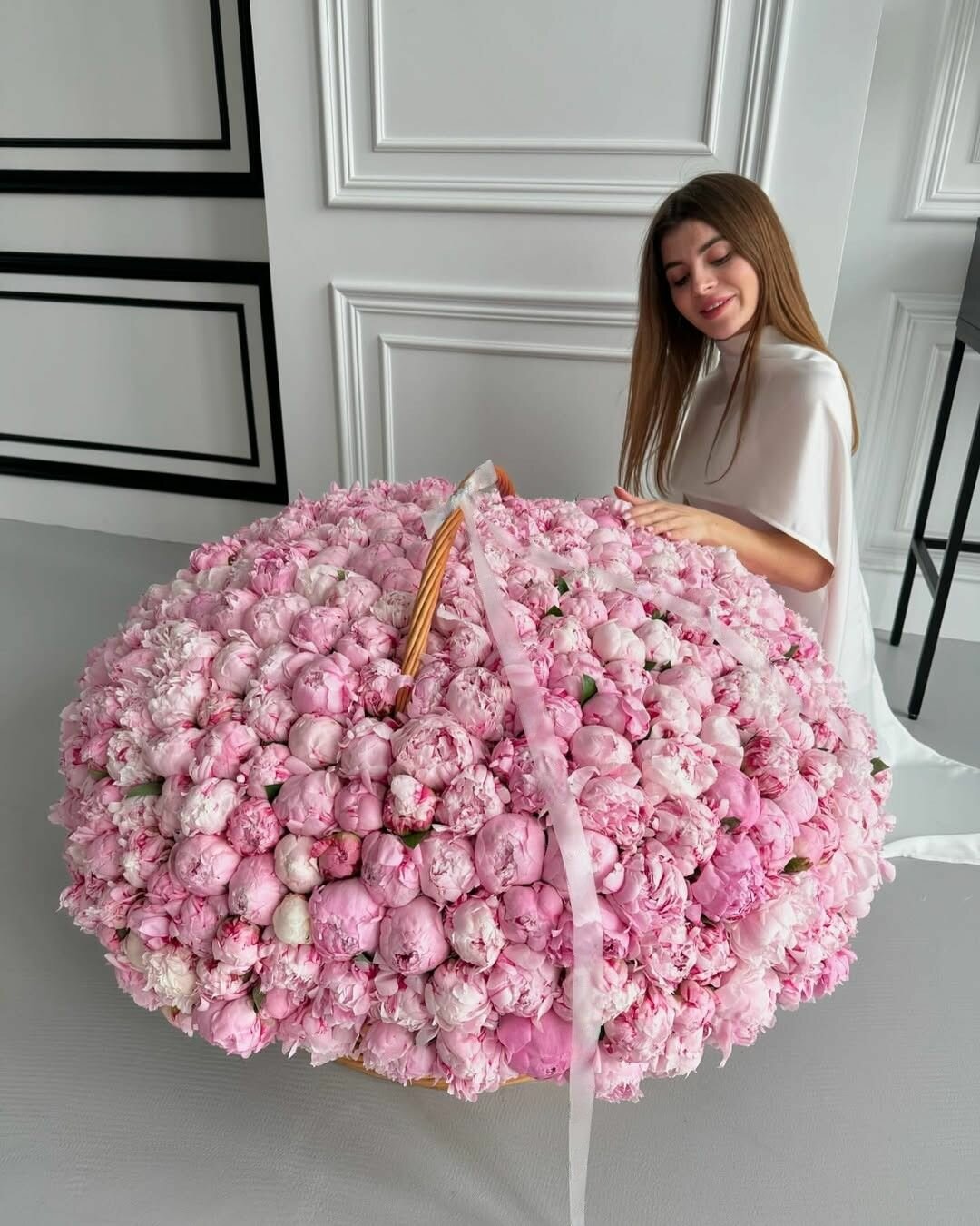 Монобукет «Пионы розовые», 301 цветок, 50 см х 70 см, цвет: розовый