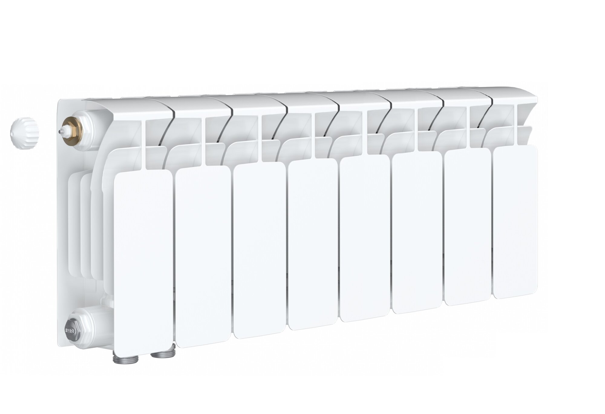 Радиатор биметаллический RIFAR Base Ventil 200, 08 секций, Нижнее подключение левое (BVL), цвет белый