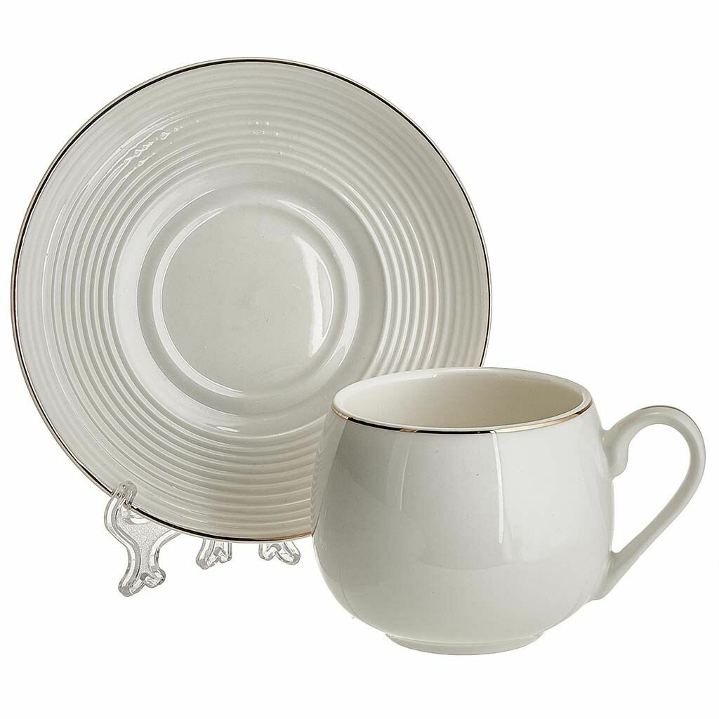 Фарфоровый Набор чайный 4 предмета: 2 чашки 240 мл 2 блюдца "Lotus" в подарочной коробке Ф5-046Р/2