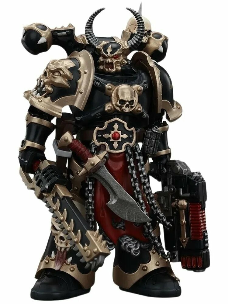 Подвижная фигурка JOYTOY Warhammer 40K Chaos Space Marines Black Legion Chosen with Combi melta and