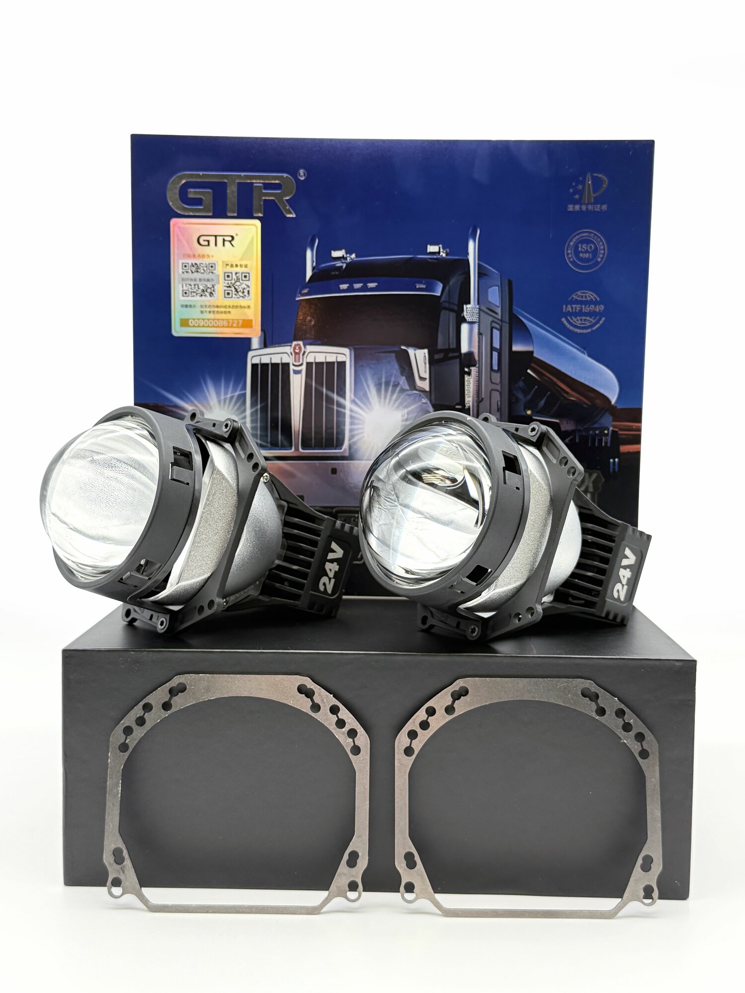 Светодиодные линзы GTR 24V на грузовик DAF XF105 2006-2013 / bi-led модули на ДАФ ХФ 105 06-13