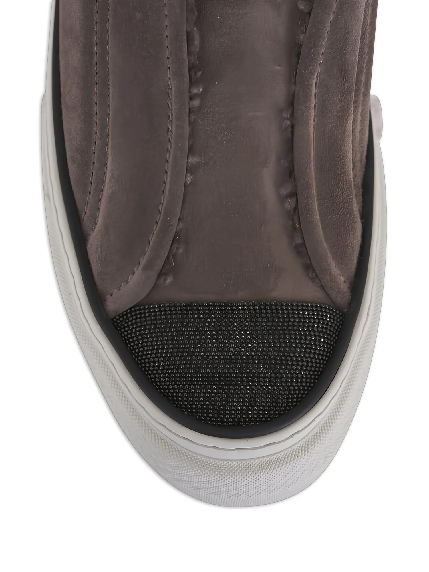 Кроссовки BRUNELLO CUCINELLI Shearling-trim sneakers, размер 38, коричневый/серый/оранжевый — фото 1