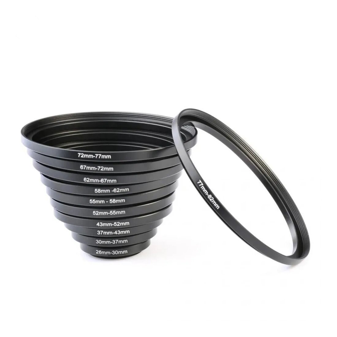 Комплект повышающих переходных колец для светофильтов K&F Concept Step Up Ring SKU0800 (11 штук)