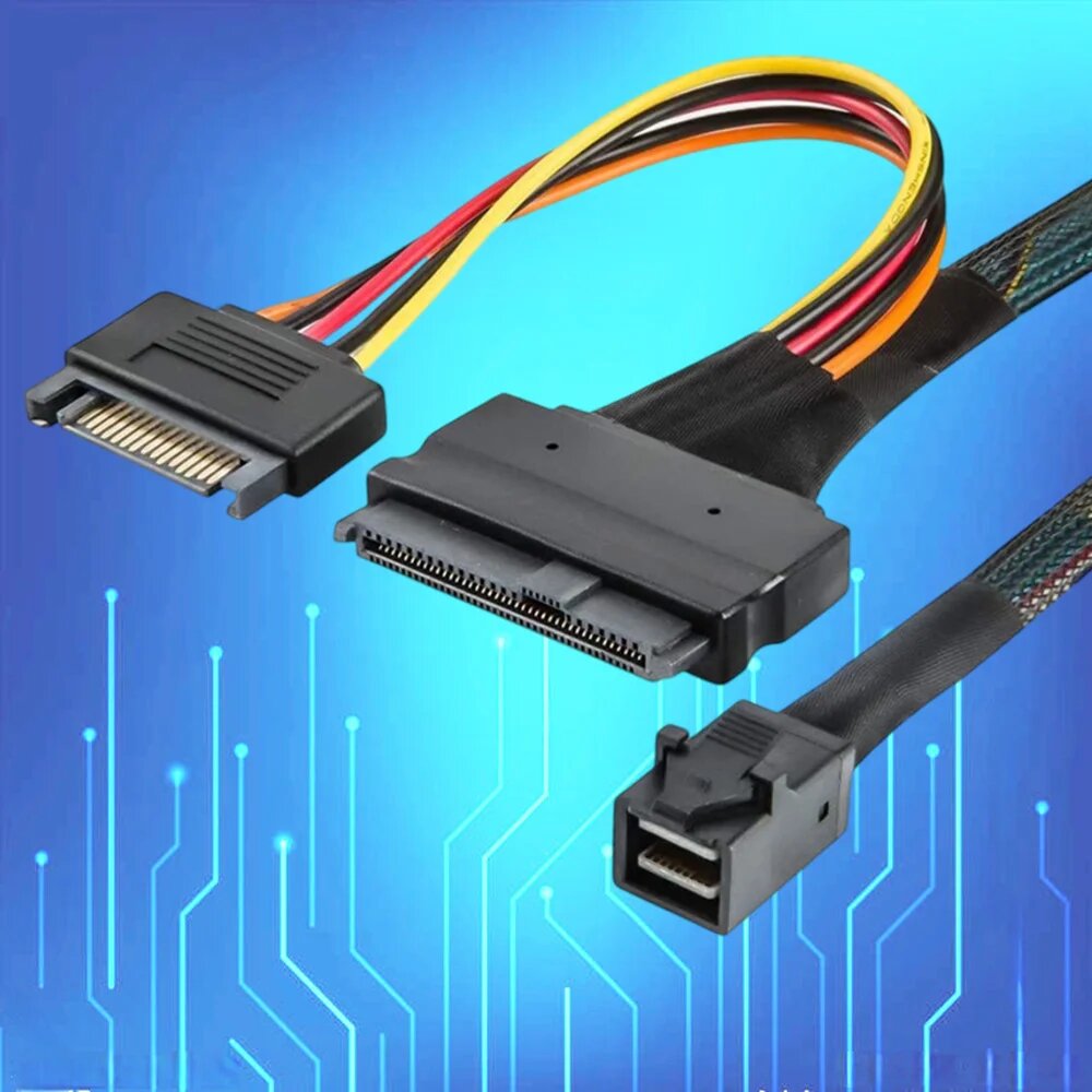 Кабель PCIe 4.0 Mini SAS SFF-8643 - U.2 SFF-8639, 1M
