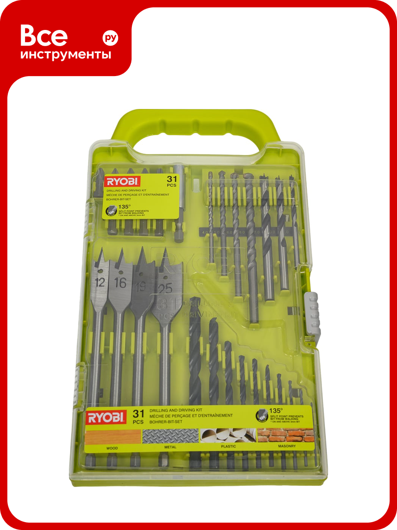 Набор сверл и бит (31 шт.) Ryobi RAKDD31 5132004663, металл, для сверления