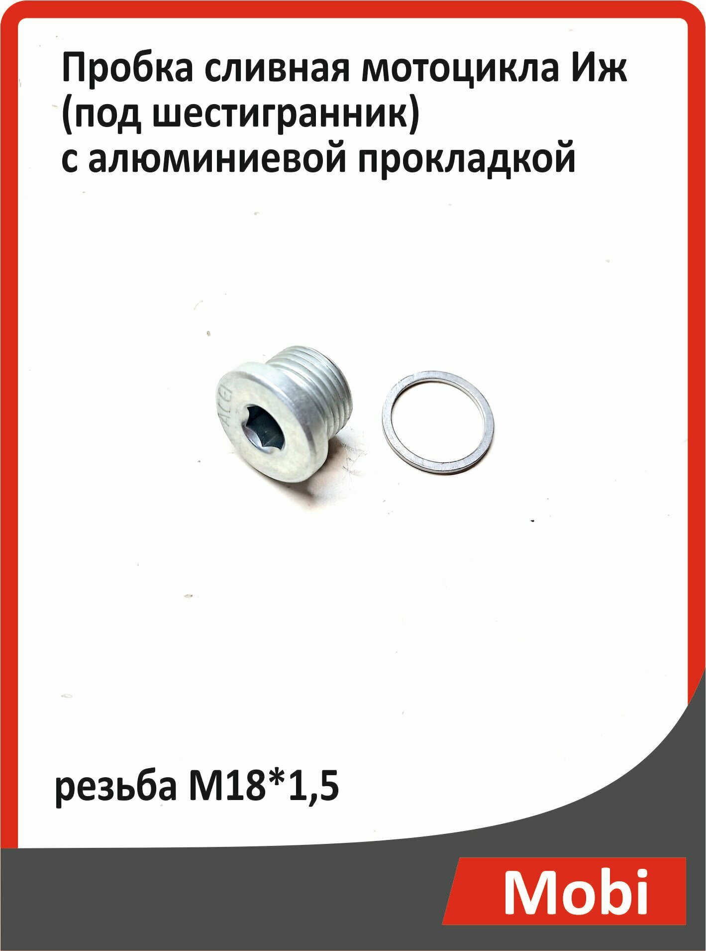 Пробка сливная мотоцикла Иж (под шестигранник) с алюминиевой прокладкой