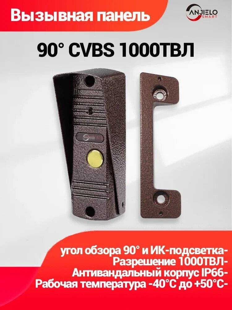 Панель вызова видеодомофона уличная металлическая, IP65 влагозащита! Проводная связь, ИК-ночь (90)