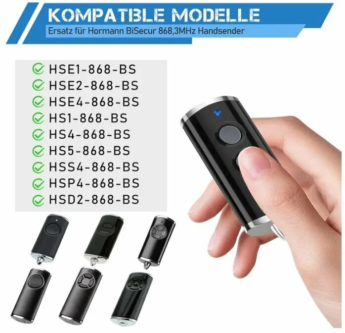 Ручной передатчик для гаражных ворот Hormann HS5-BS HSE2/HSE4-868-BS Совместимость HormannBS 868.3MHz
