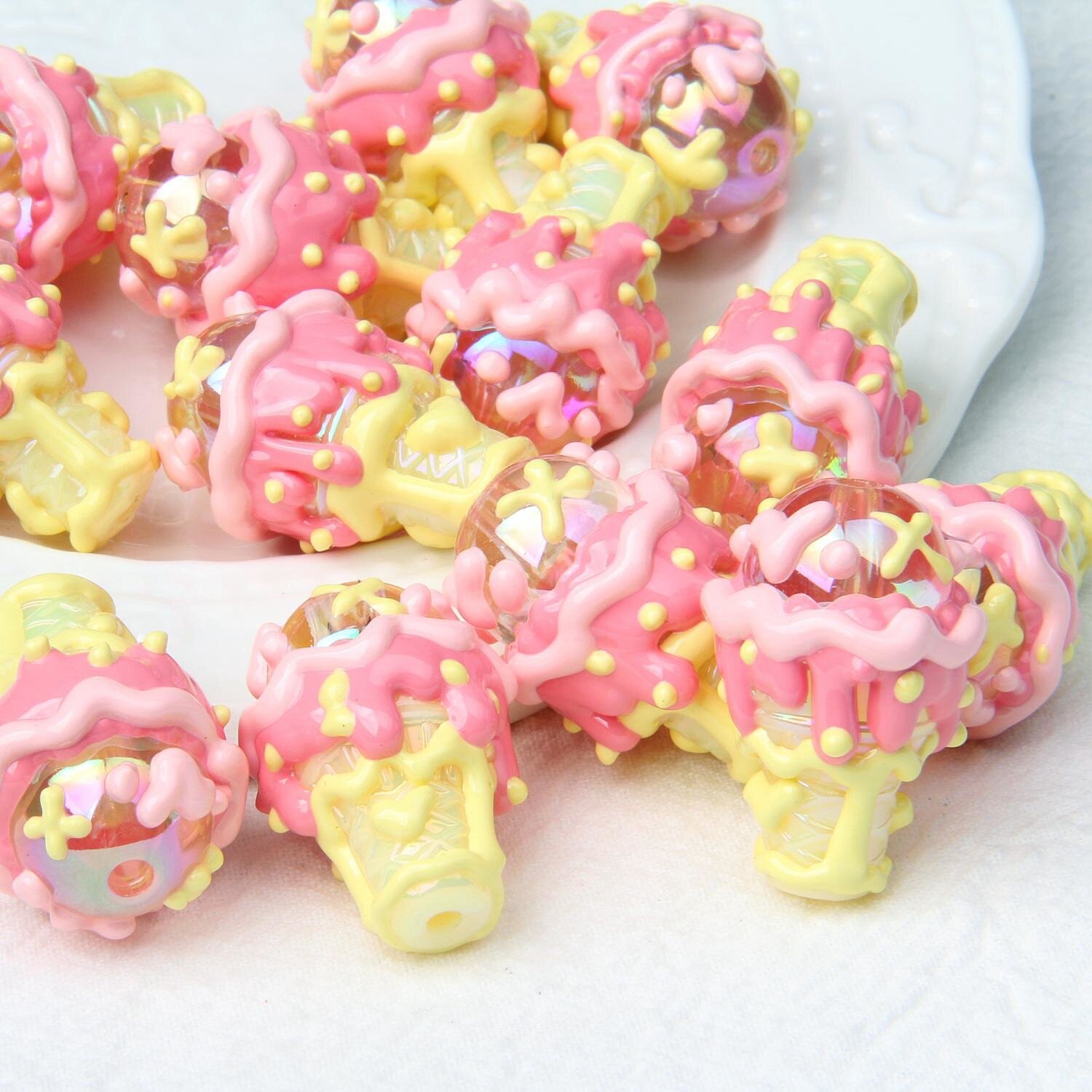 Тяжелые масляные ручной работы бусины для мороженого, акриловые ручной работы бусины, DIY свободные бусины, цепочка для телефона, подвеска для автомобиля, DIY бисерные аксессуары