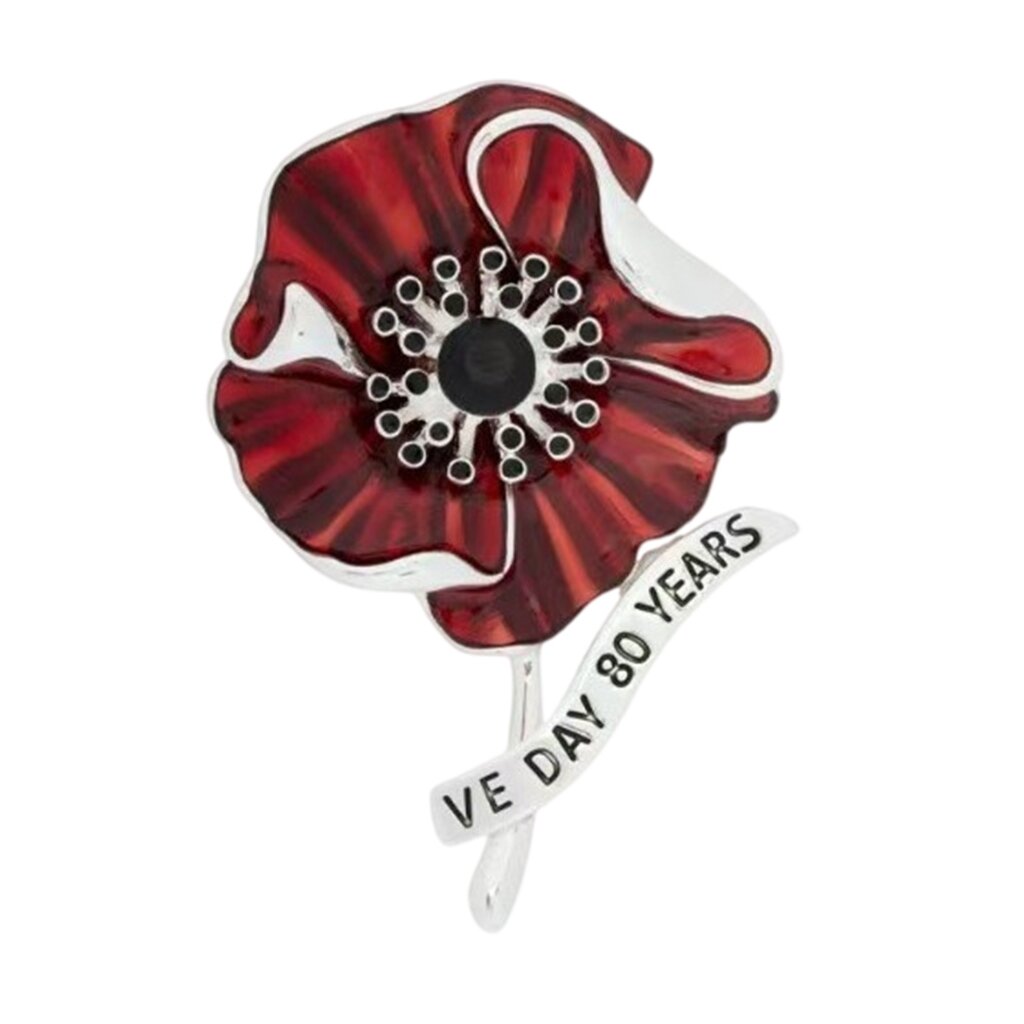 Красная брошь с маком, пропитанным маслом-WeDay80Years